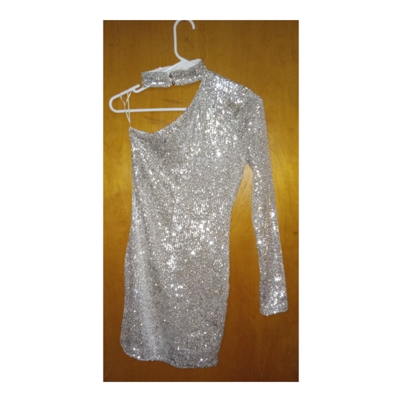 Fashion Nova | Dresses | Fashion Nova Sequin Mini Onearm Dress M | Poshmark